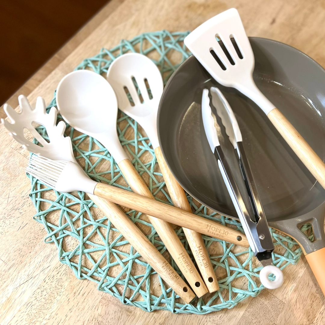 Hope30 Kitchen Custom Silicone Utensils Set with Bamboo Handles – Hope ...